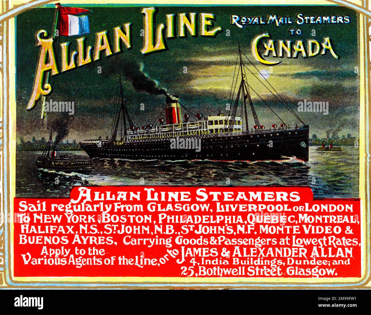 Advert, Allan Line, Royal Mail Steamers to Canada Stock Photo - Alamy