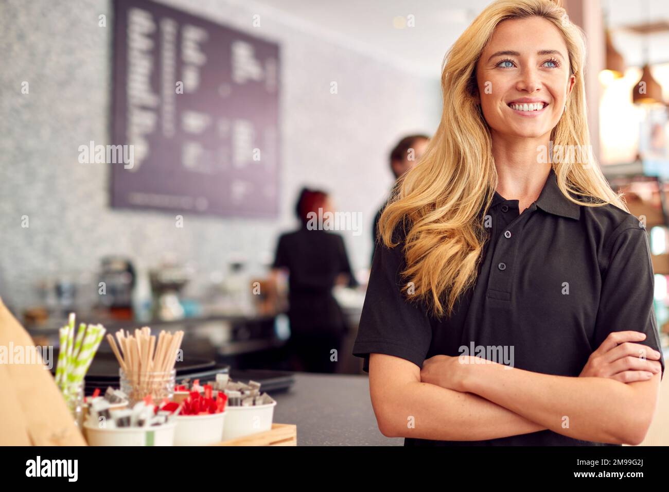 Portrait Of Female Owner And Staff Working In Coffee Shop Or Restaurant ...