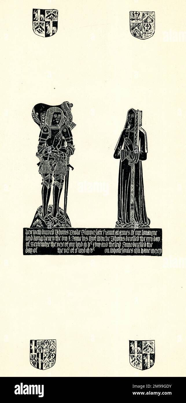 Monumental Brass Rubbing, Thomas Broke and his wife Anne (nee Bulstrode ...