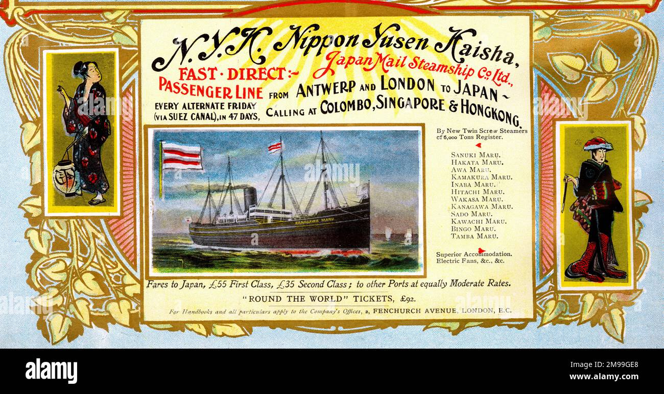 Advert for NYK, Nippon Yusen Kaisha, Japan Mail Steamship Co Ltd ...