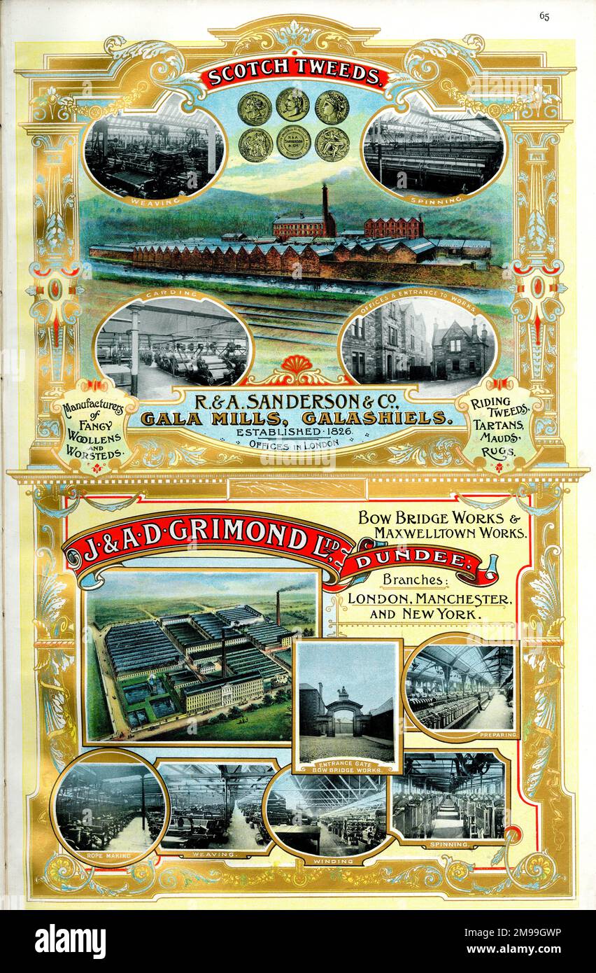 Adverts for R & A Sanderson & Co, Scotch Tweeds, Galashiels, and J & A ...