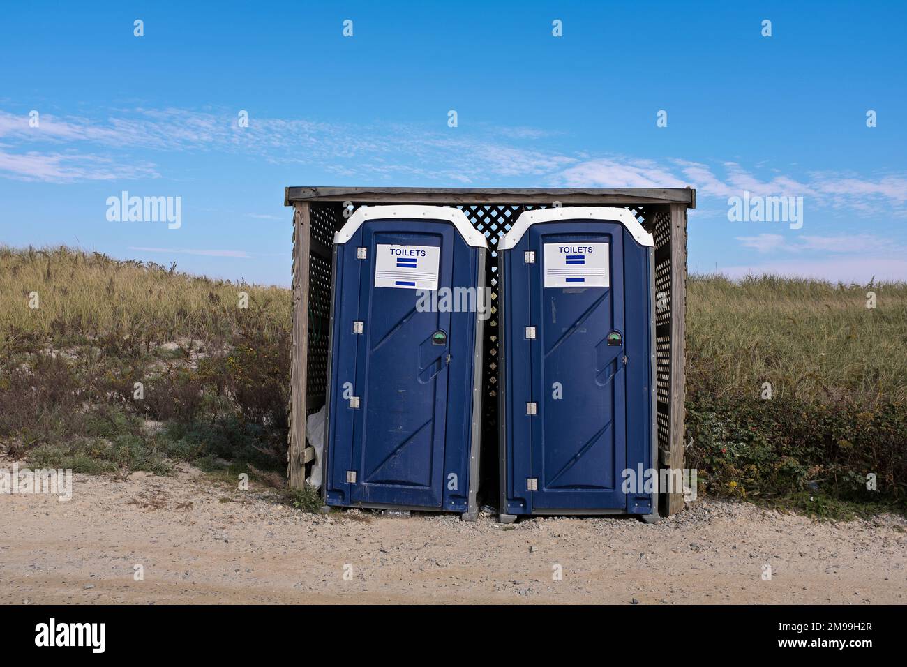 Two Public Toilets at Beach Stock Photo - Alamy