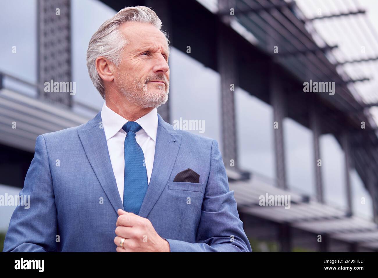 Portrait Of Serious Senior Businessman CEO Chairman Standing Outside ...