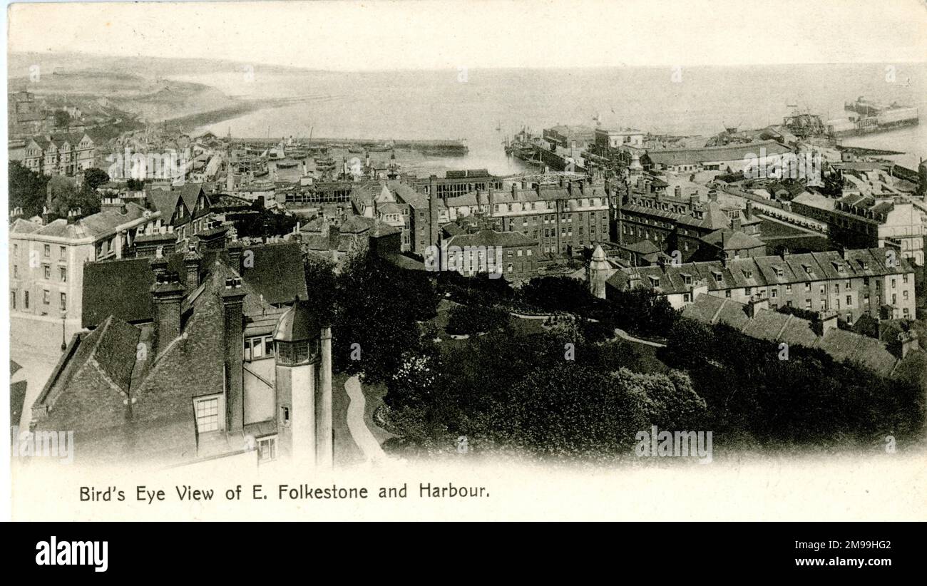 Aerial view of East Folkestone and harbour, Kent Stock Photo - Alamy