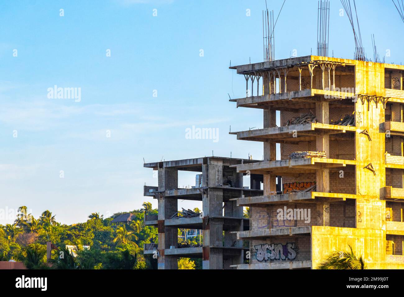 Huge gigantic construction stop building ruin building site in Zicatela ...