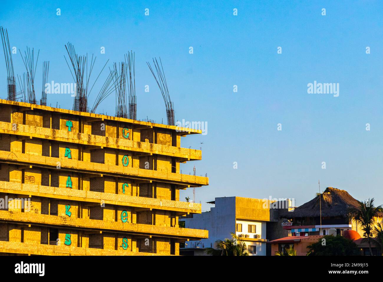 Huge gigantic construction stop building ruin building site in Zicatela ...