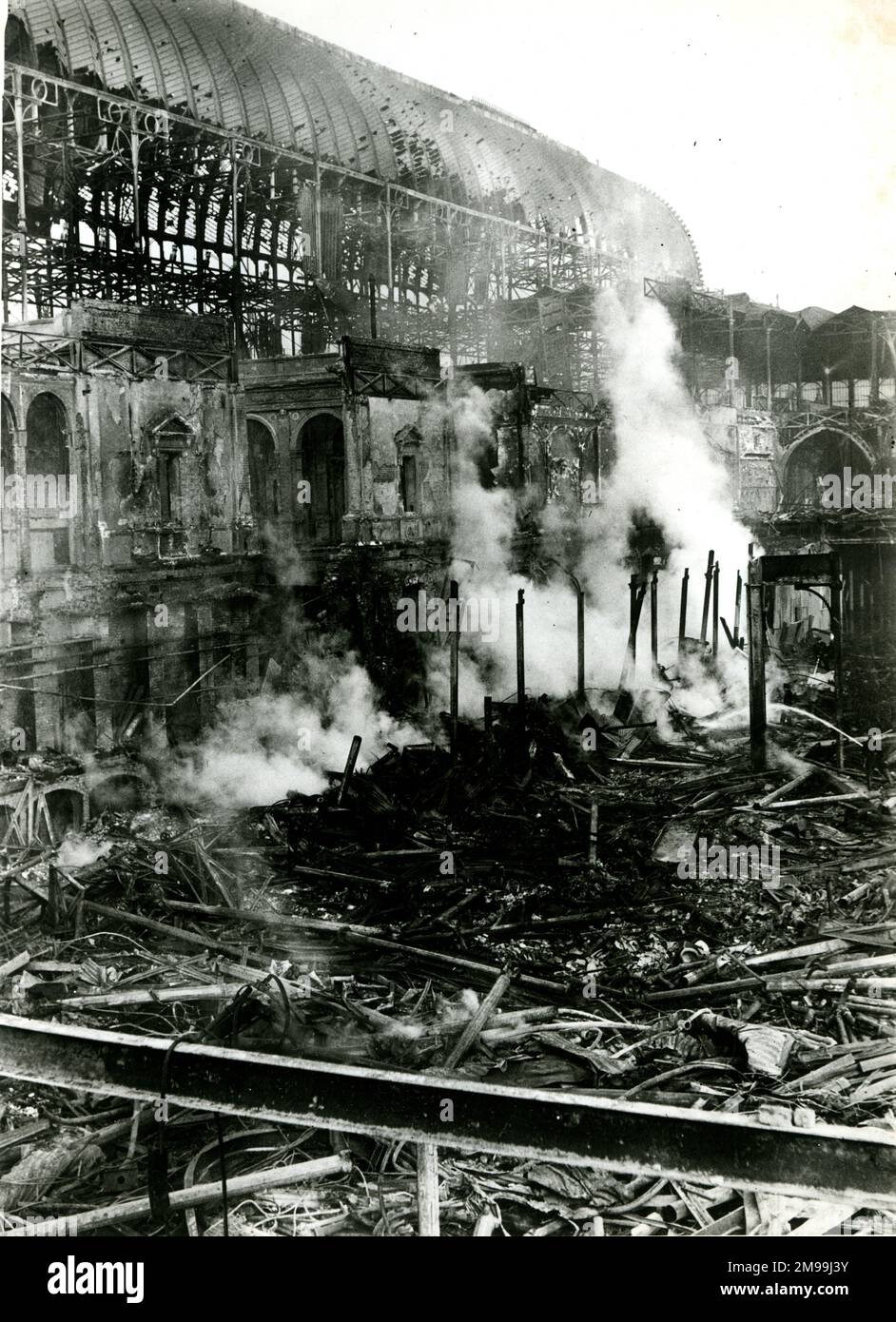 The Crystal Palace at Sydenham, SE London, after the fire, 30 November ...