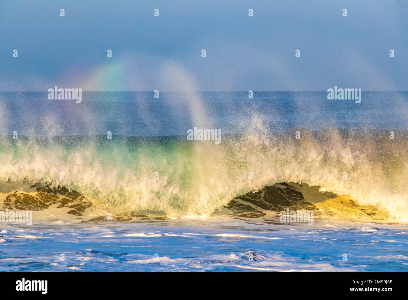 Extremely high huge waves with rainbow in Zicatela Puerto Escondido ...