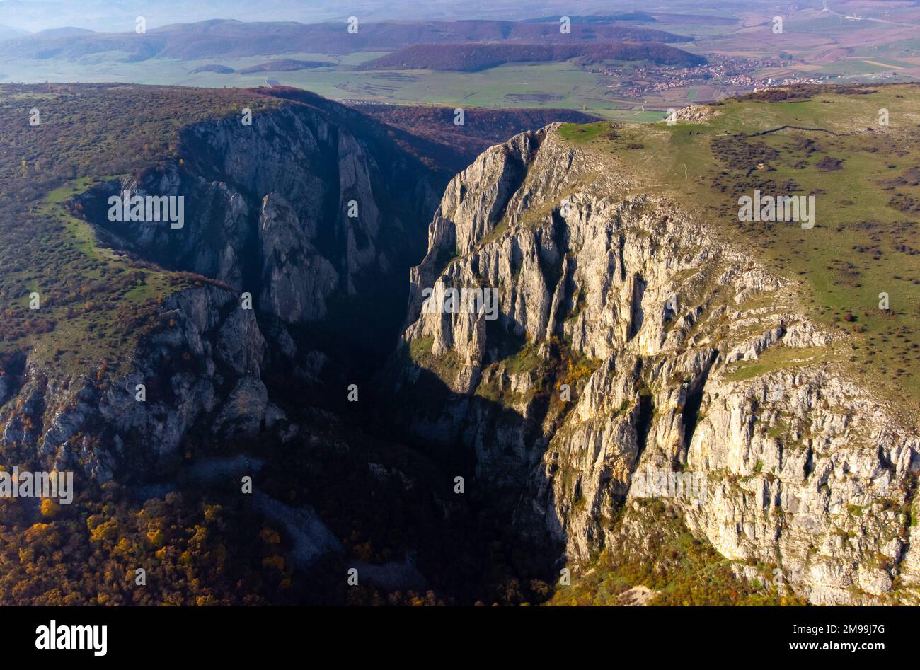 Aerial view of the Turda gorge - Romania, above Stock Photo - Alamy