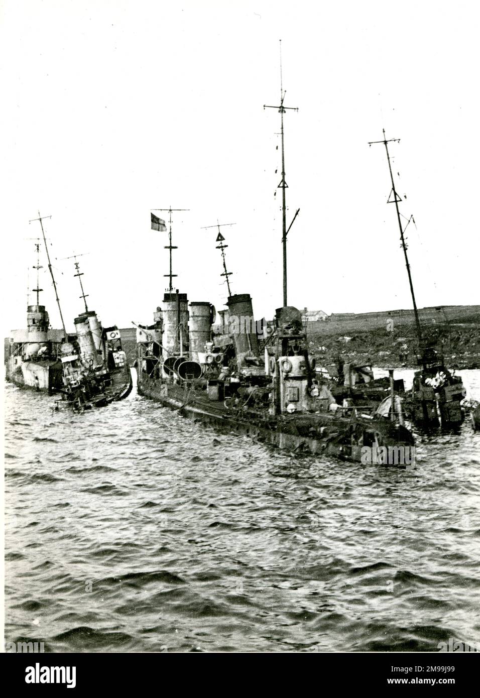 The scuttling of the German Fleet at Scapa Flow on 21 June 1919, after ...