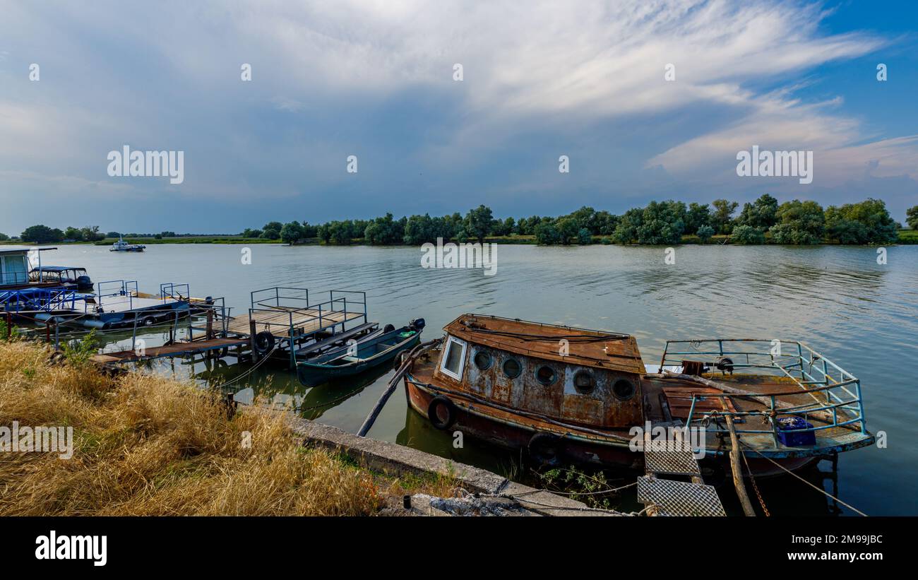 The harbor of Mila 23 in the Danube Delta in Romania Stock Photo - Alamy