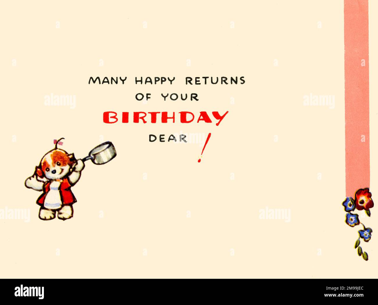 Birthday Card, Puppy and Saucepan - Many Happy Returns. (inside, 2 of 2 ...