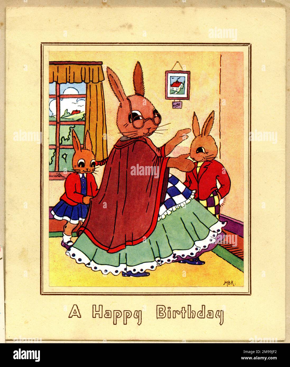 Birthday Card, Bunny Rabbits Stock Photo - Alamy