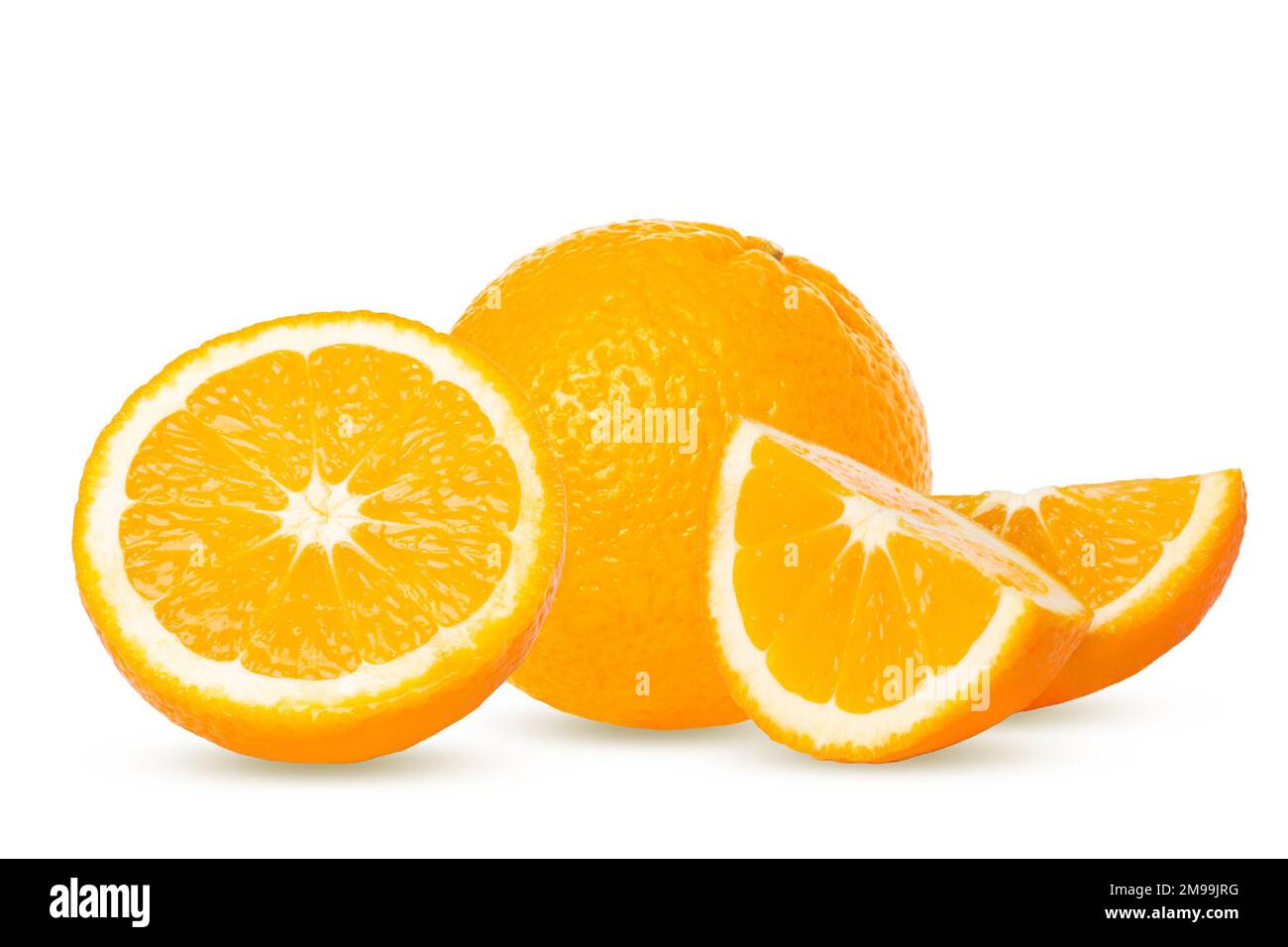 Set of oranges. Whole and pieces. Isolated on white background Stock ...