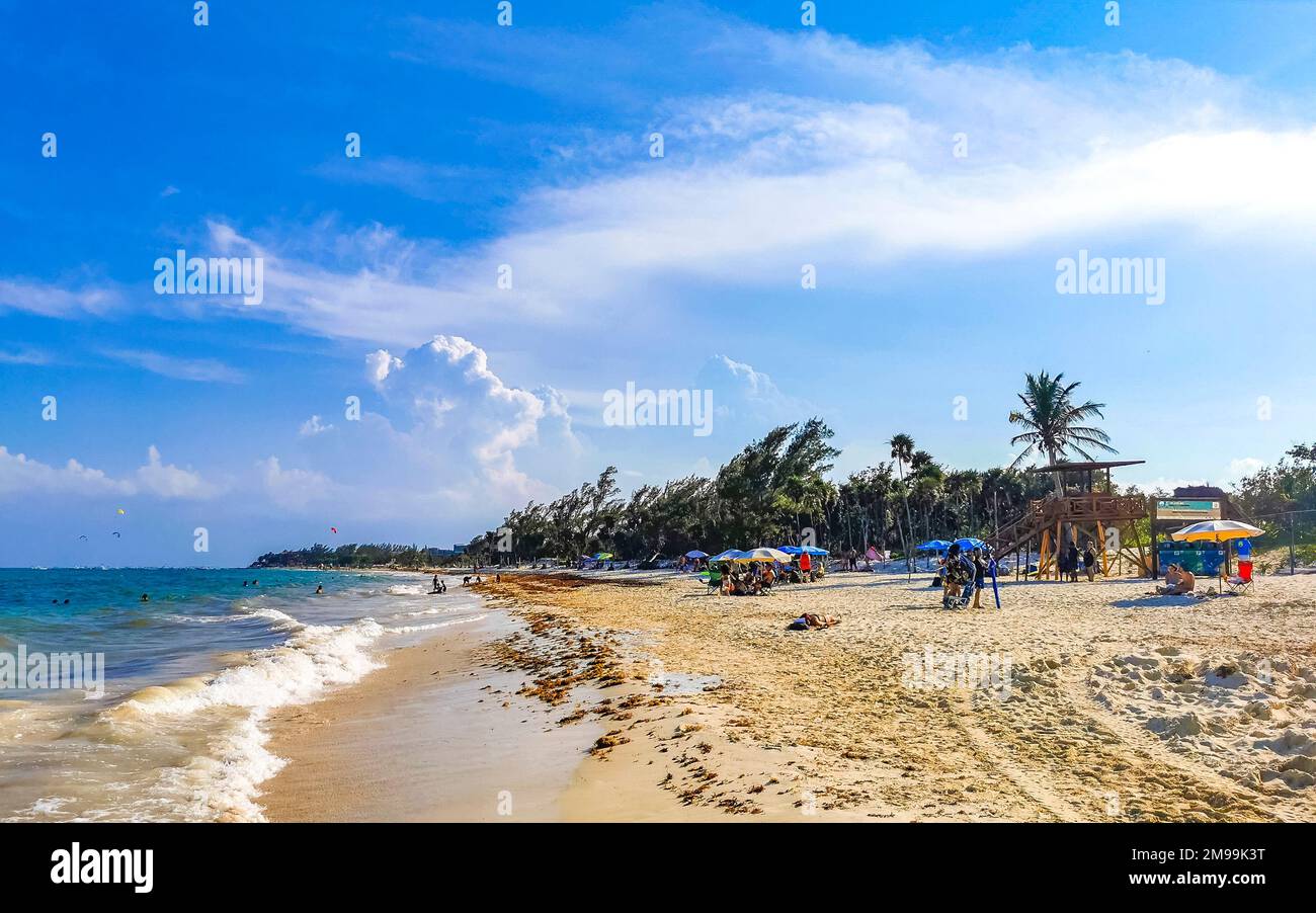Tropical mexican beach landscape panorama with clear turquoise blue ...