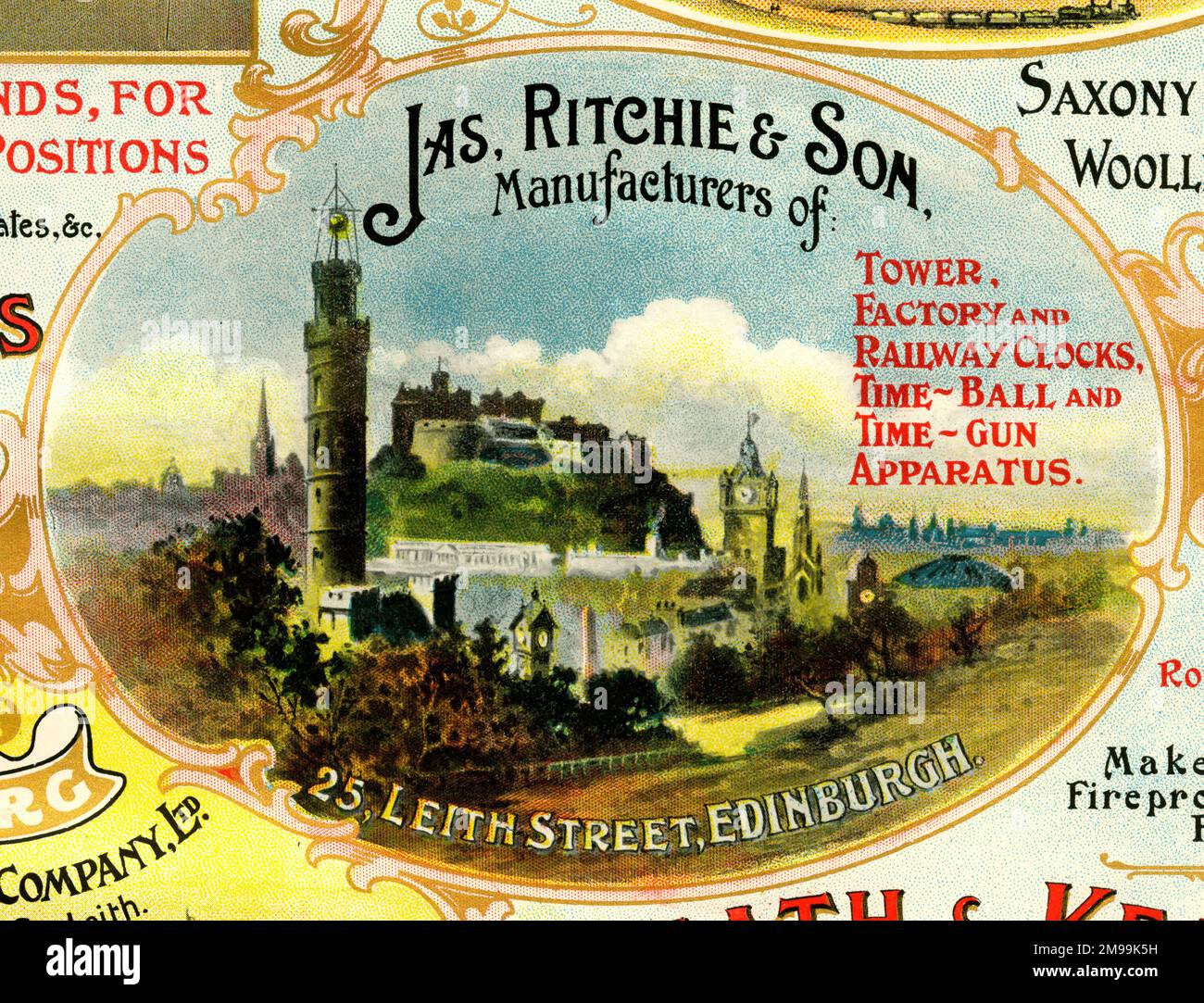 Advert for James Ritchie & Son, Manufacturers of Tower, Factory and ...