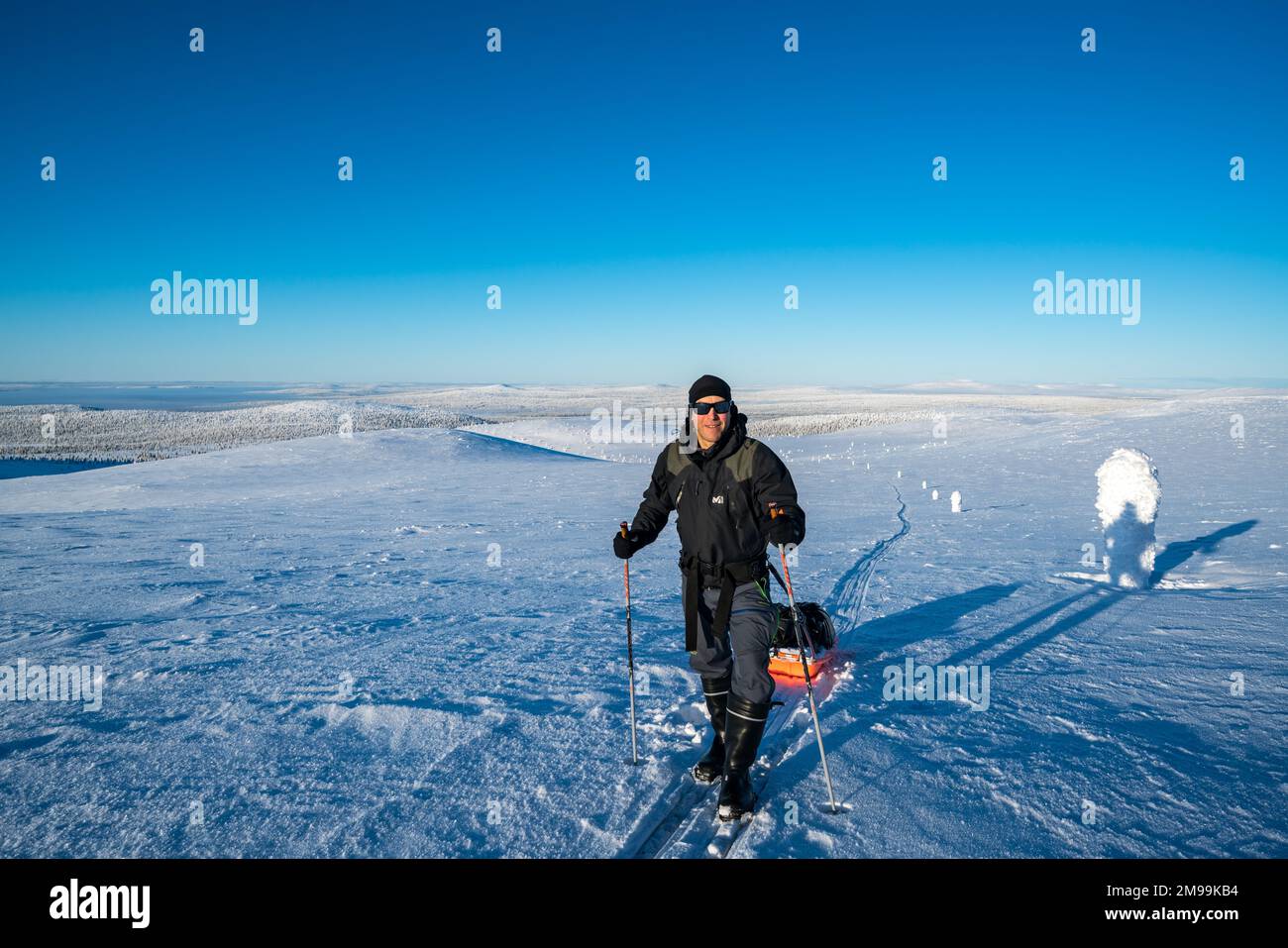 Ski touring at Pallas-Yllästunturi National Park, Muonio, Lapland ...