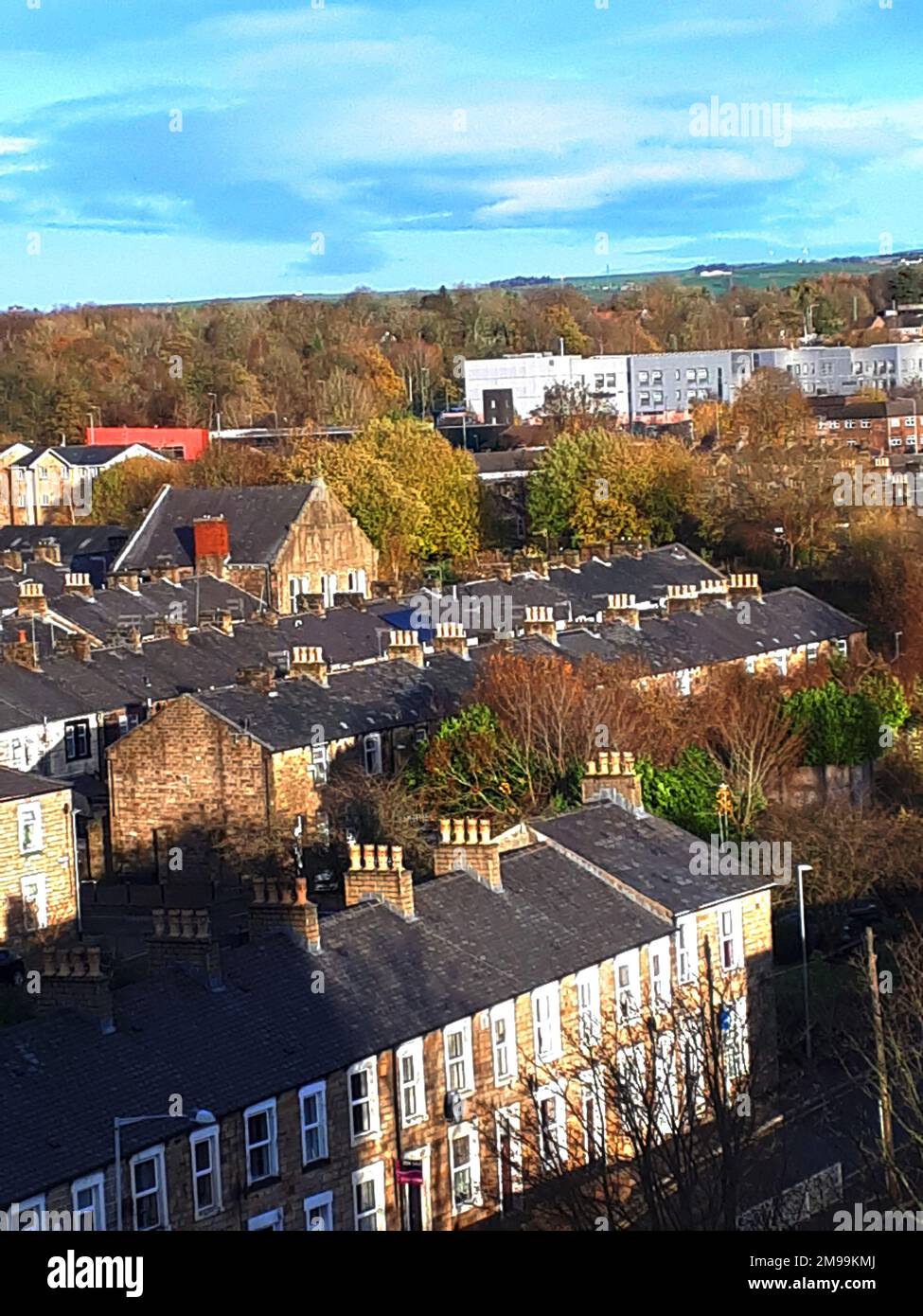 View over Burnley in Lancashire which was a thriving cotton town. The ...
