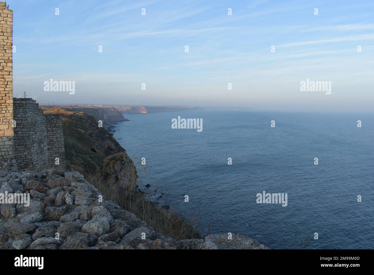 Sunset at cape Kaliakra. Cape Kaliakra is a long and narrow cape on the ...