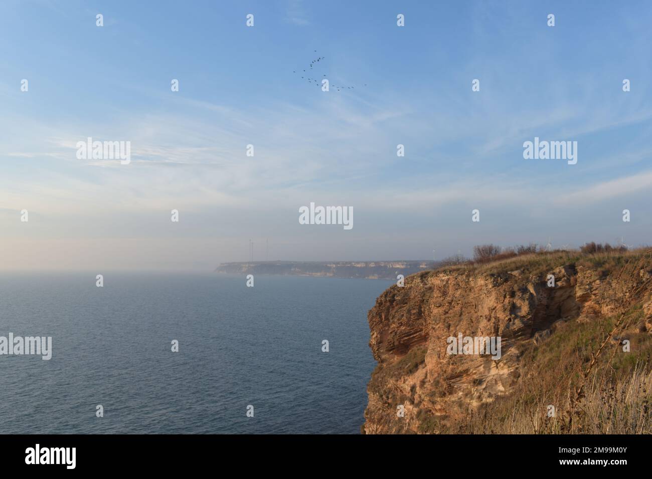 Sunset at cape Kaliakra. Cape Kaliakra is a long and narrow cape on the ...