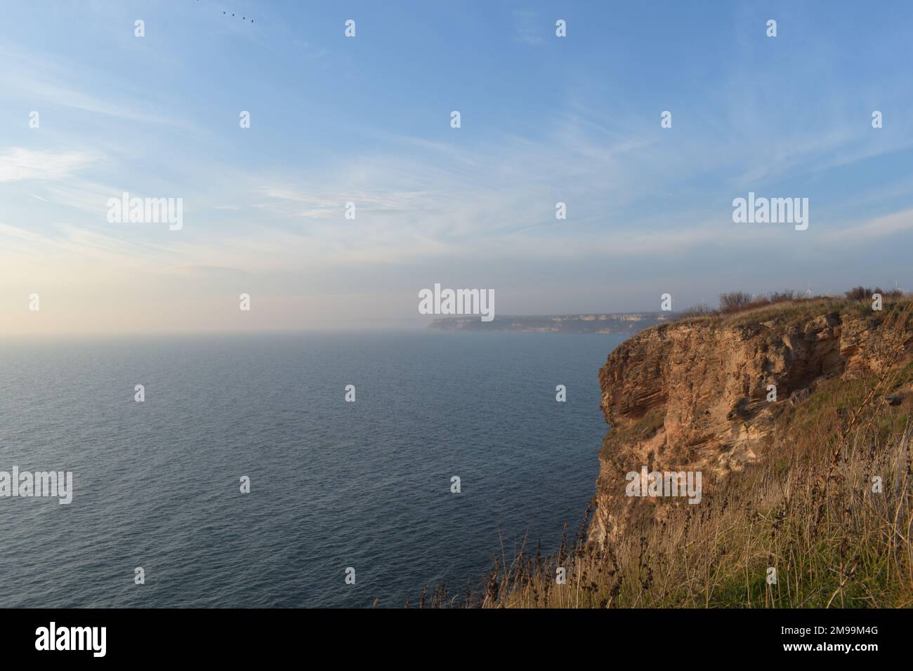 Sunset at cape Kaliakra. Cape Kaliakra is a long and narrow cape on the ...