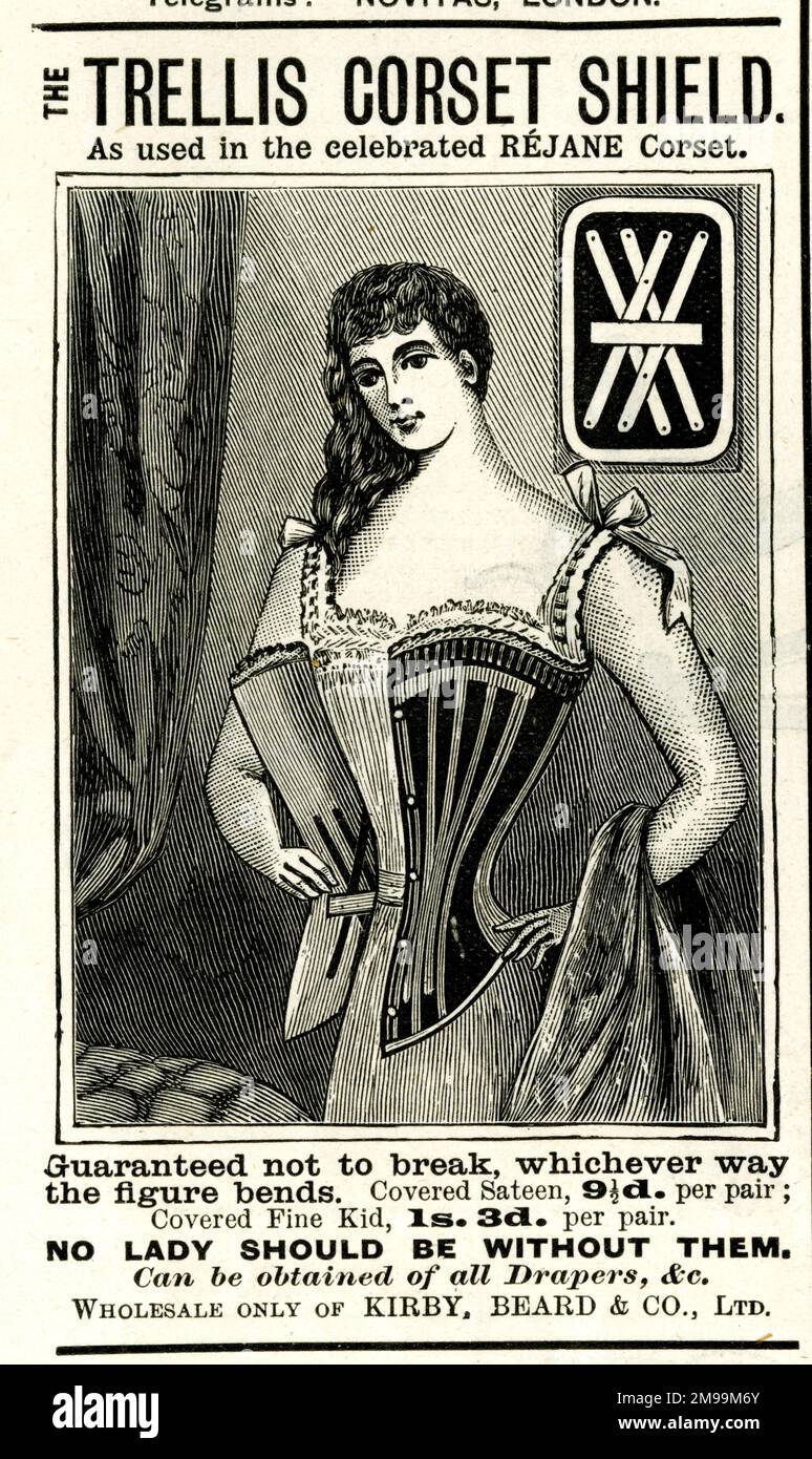 Advert for The Trellis Corset Shield, available from Kirby, Beard & Co ...