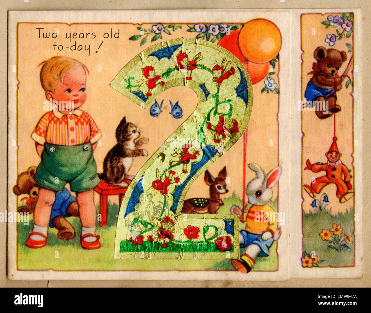 Birthday card, Two years old today! Stock Photo - Alamy