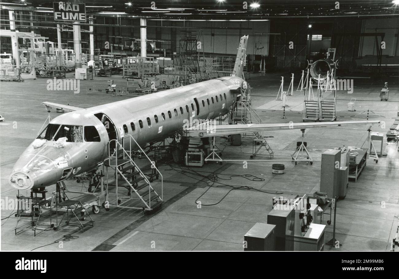 Embraer EMB-145 fuselage marry-up (circa Feb 1995). Embraer S.A. is a ...