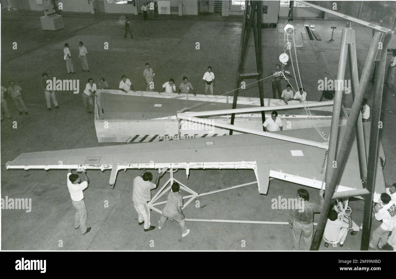 Embraer EMB-145 wings during final assembly (circa Feb 1995). Embraer S ...