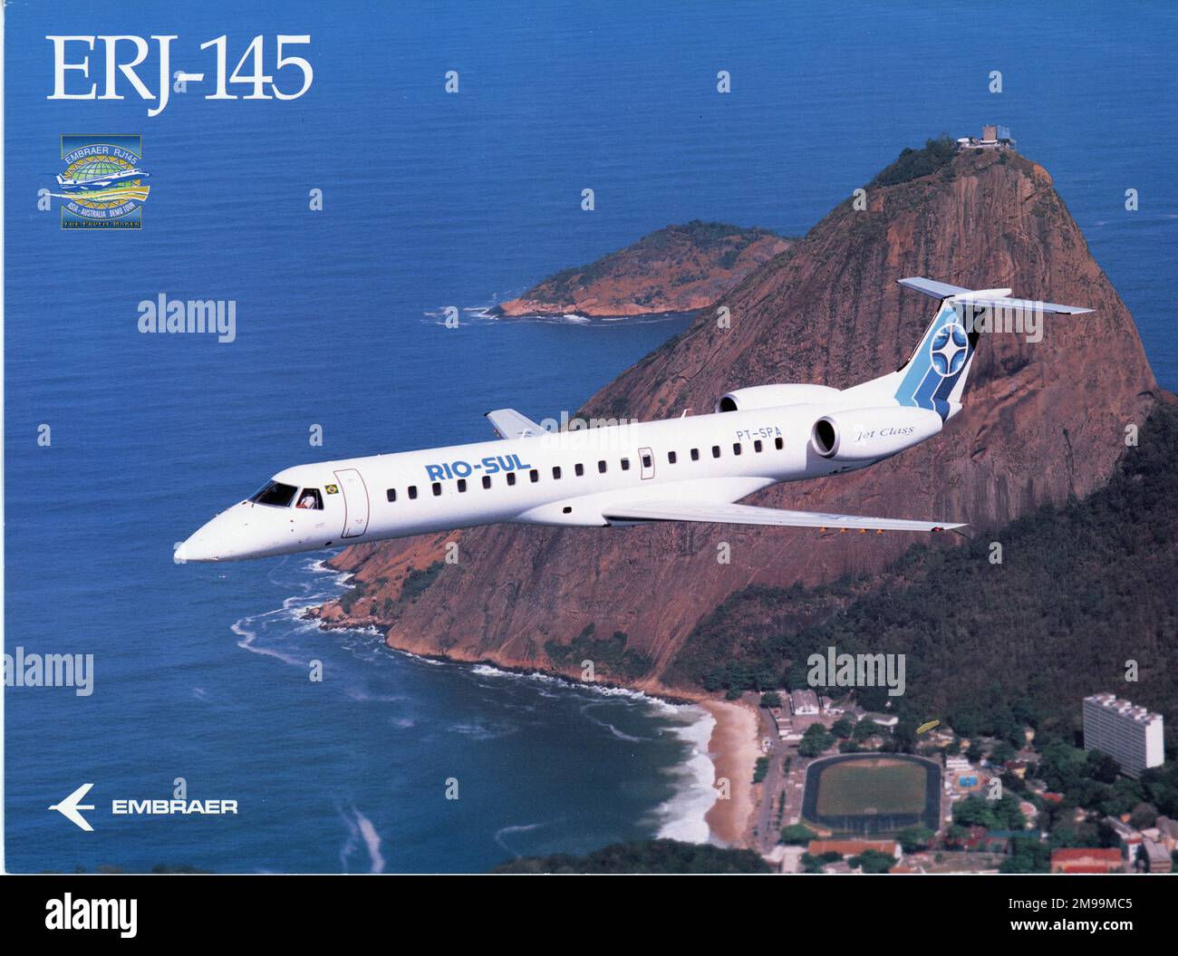 Embraer ERJ-145 in Rio-Sul livery, in-flight, side-on, nose-left (PT ...