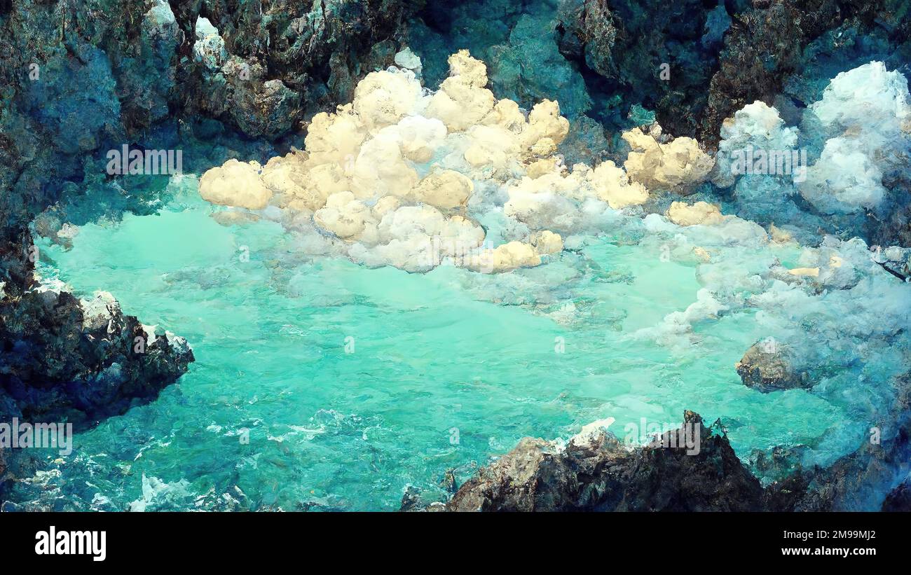 a small lake of a fantasy atlantis city, concept art style Stock Photo ...