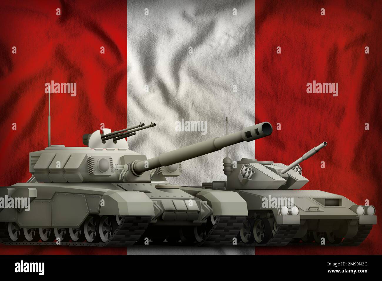 tanks on the Peru flag background. Peru tank forces concept. 3d ...
