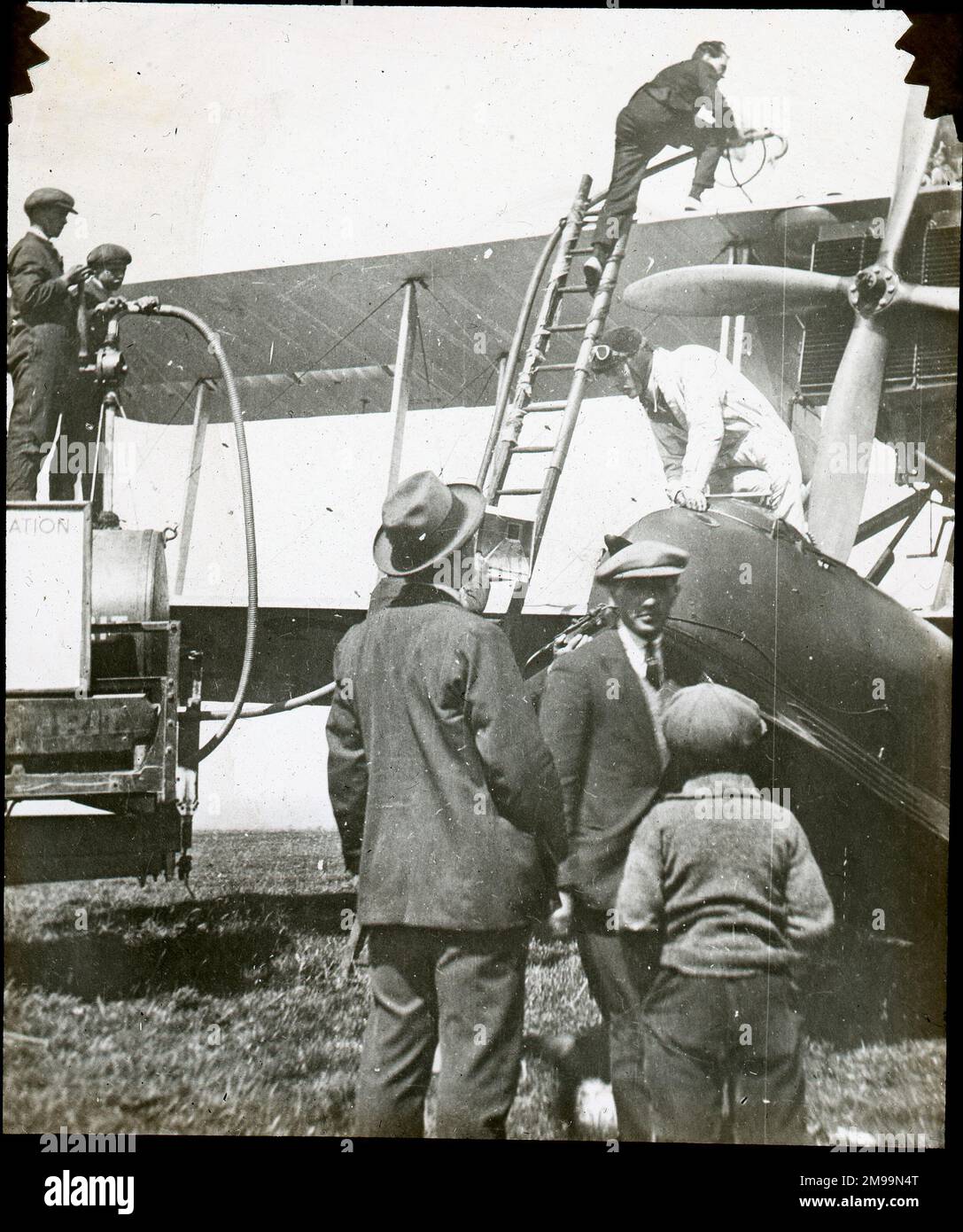 Fuelling Supermarine Flying Boat on flight round England. William ...