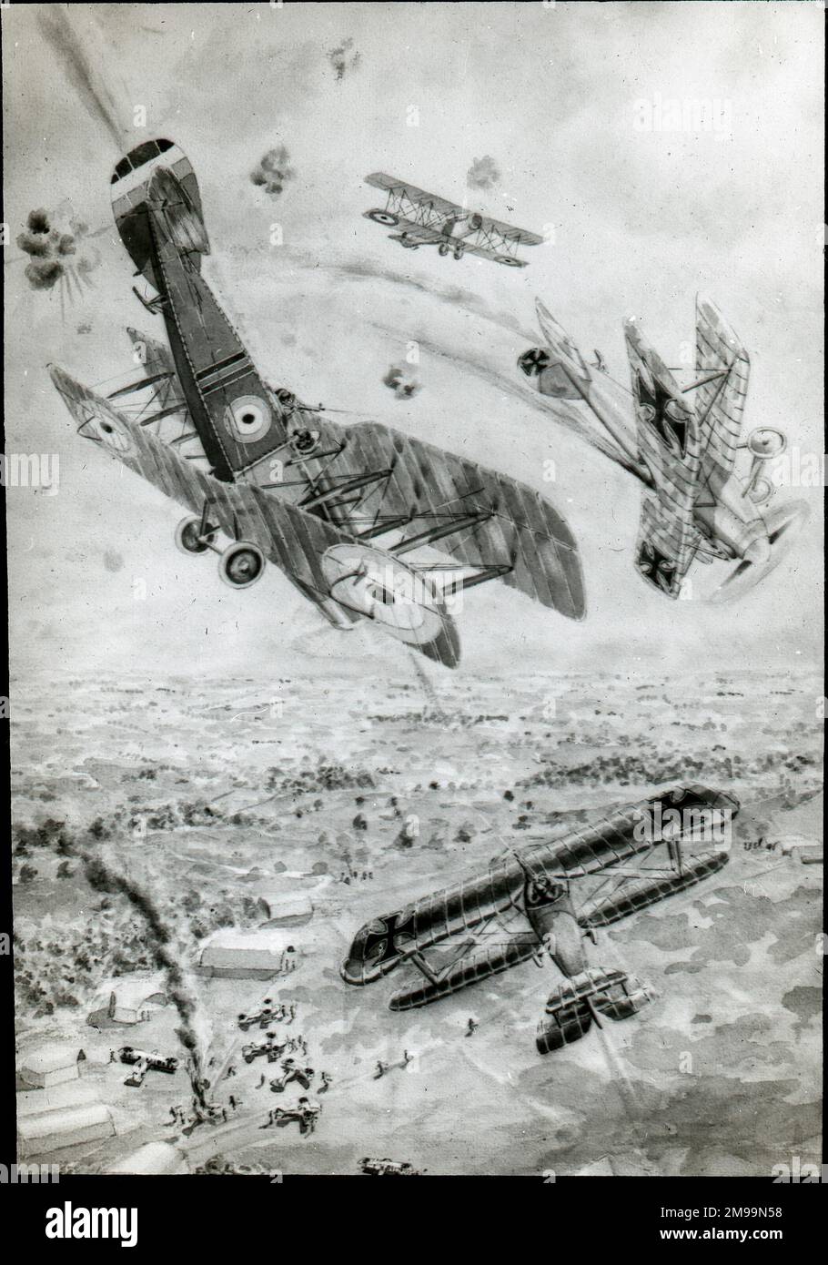 Bristol Fighters in action (artwork). William Francis Forbes-Sempill ...