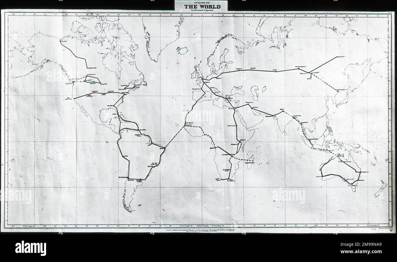 Map showing the world's air routes. William Francis Forbes-Sempill ...