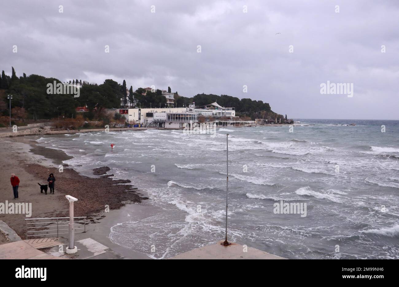 A strong south wind rases big waves and hampers maritime traffic in the ...