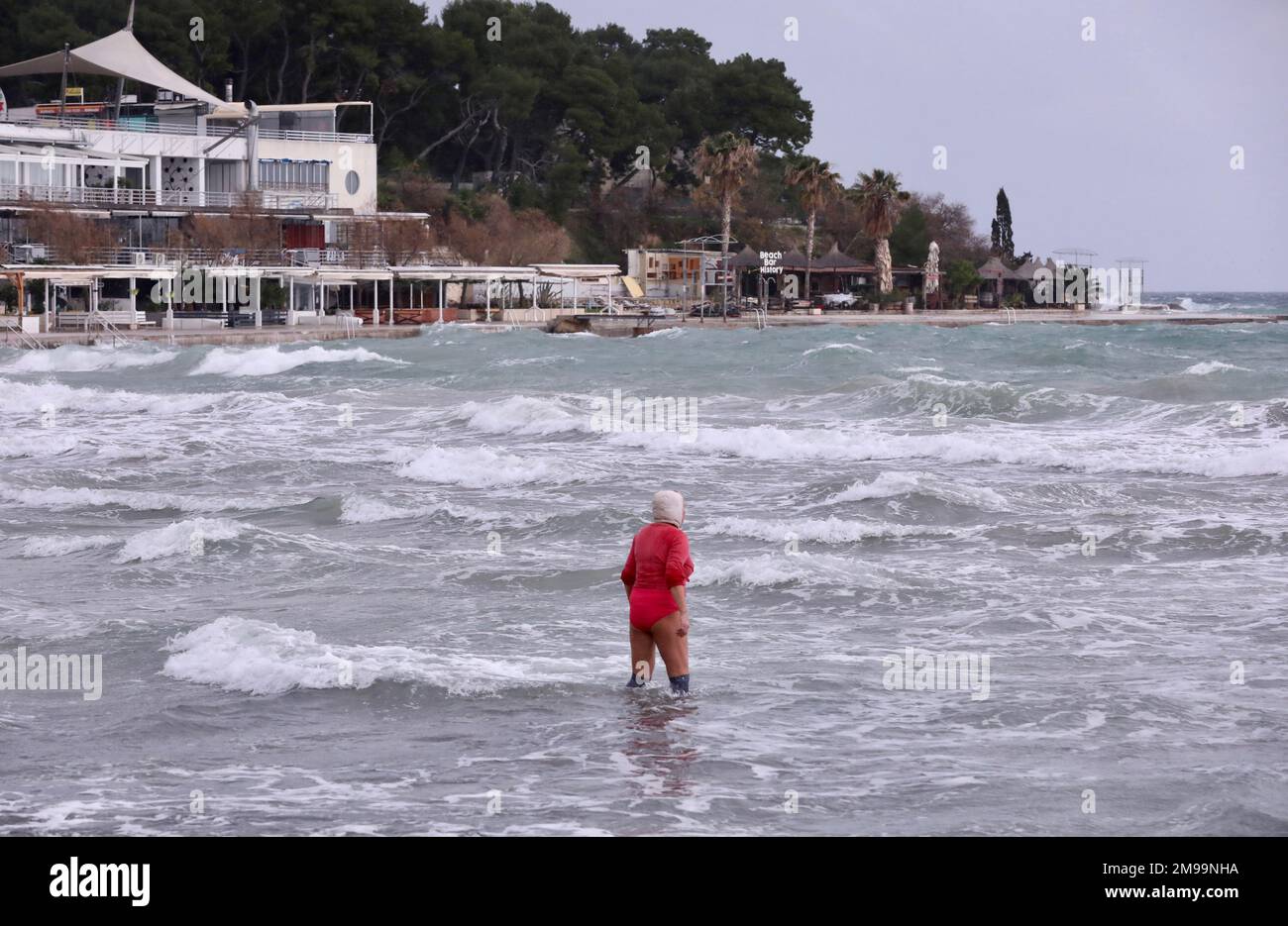 A strong south wind rases big waves and hampers maritime traffic in the ...