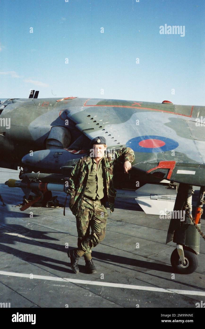 Me leaning on the wing of a British Aerospace Harrier GR.3 (Phase 6) on ...