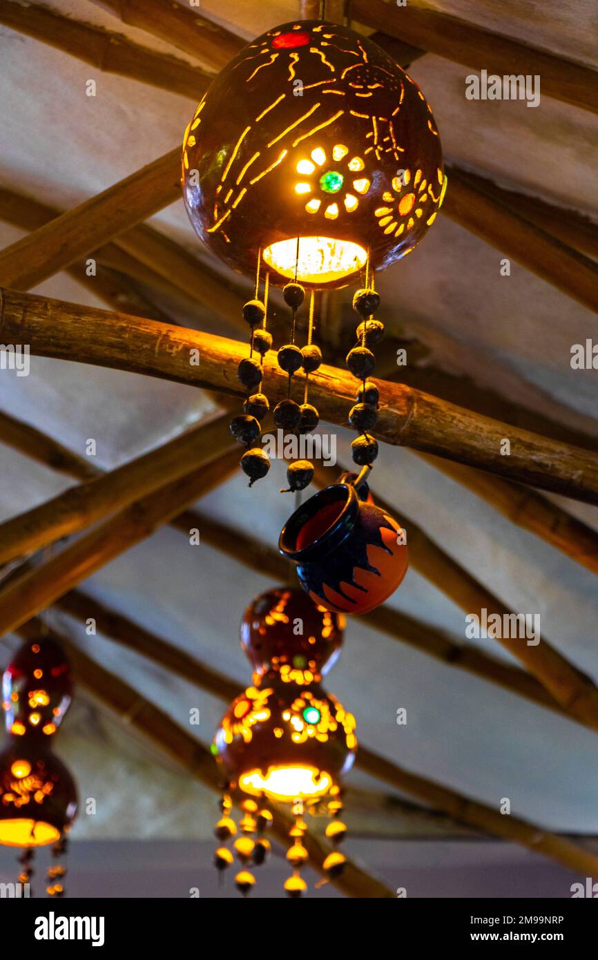Beautiful decorative homemade lamps lights on Isla Holbox island in ...