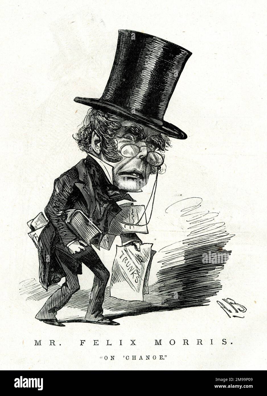 Cartoon, Mr Felix Morris as Seneca Pickering Peck, the Scottish ...