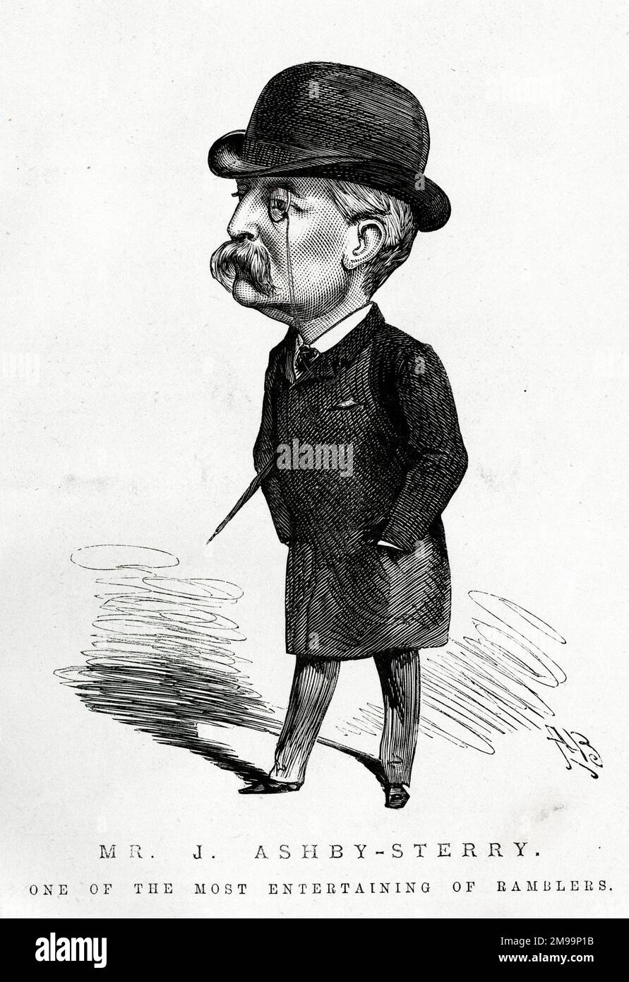 Cartoon portrait, Mr Joseph Ashby-Sterry (c.1838-1917), English poet ...