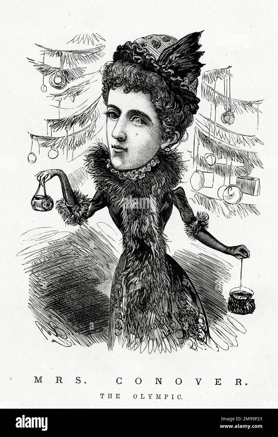 Cartoon, Mrs Anna Conover, manager of The Olympic Theatre, London Stock ...