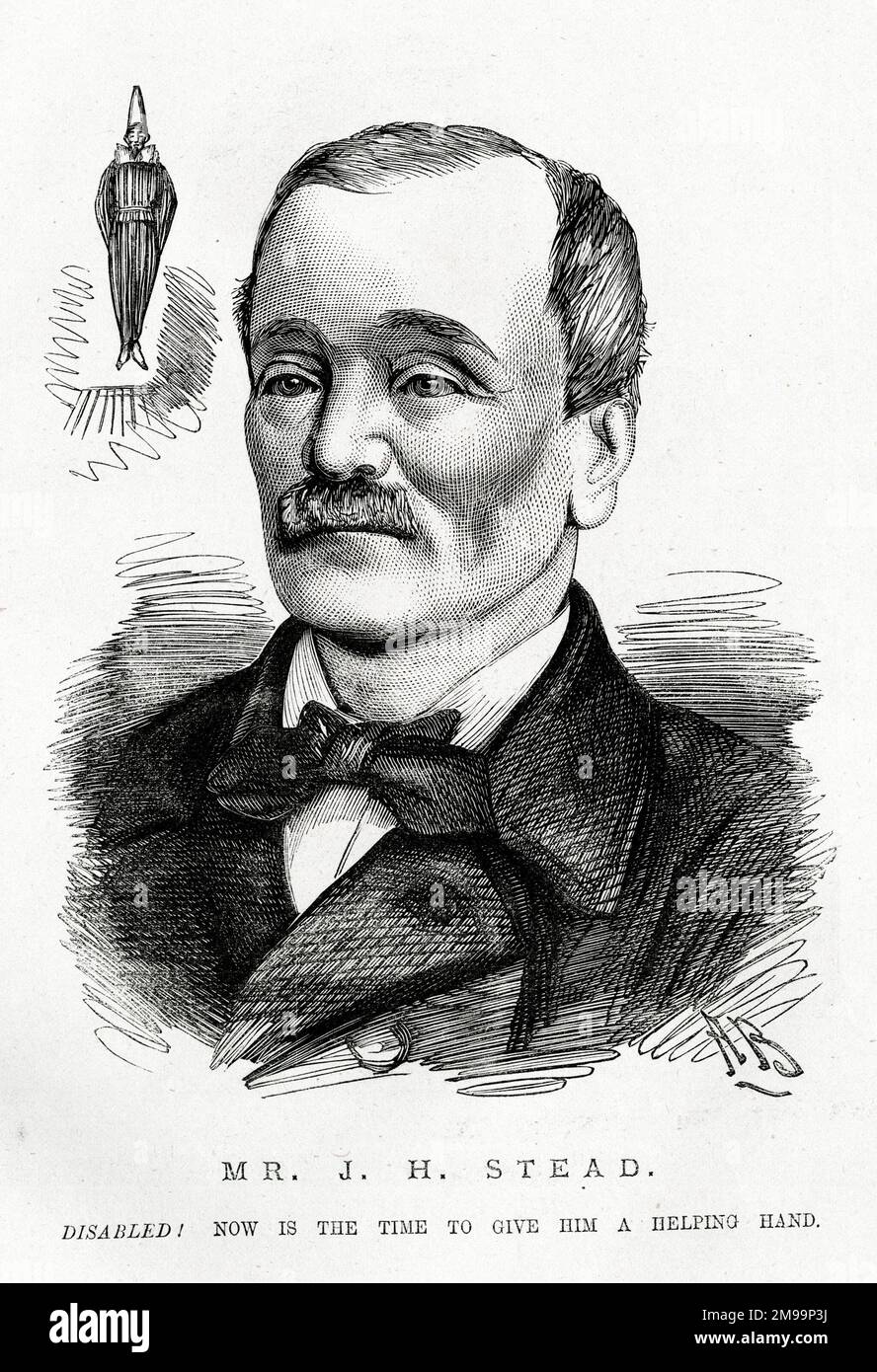 Cartoon portrait, James Hurst Stead (1828?-1886), comic singer, music ...