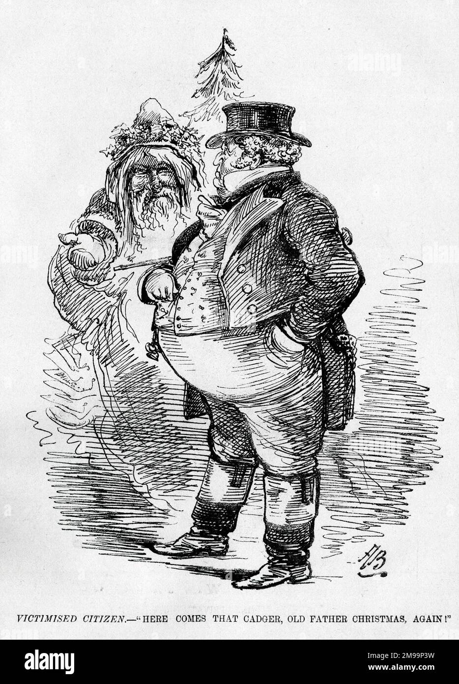 Cartoon, Victimised Citizen - Here comes that cadger, Old Father ...