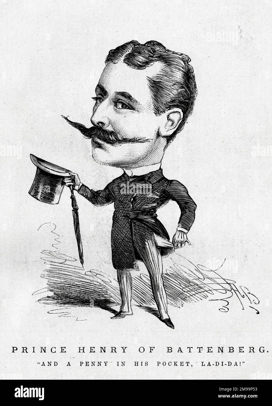 Cartoon portrait, Prince Henry of Battenberg (1858-1896), who had just ...