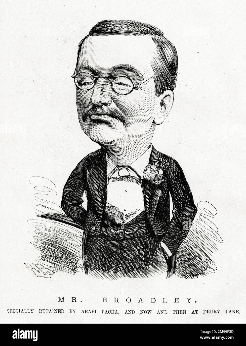 Cartoon, Alexander Meyrick Broadley, barrister for Arabi Pacha (Ahmed ...