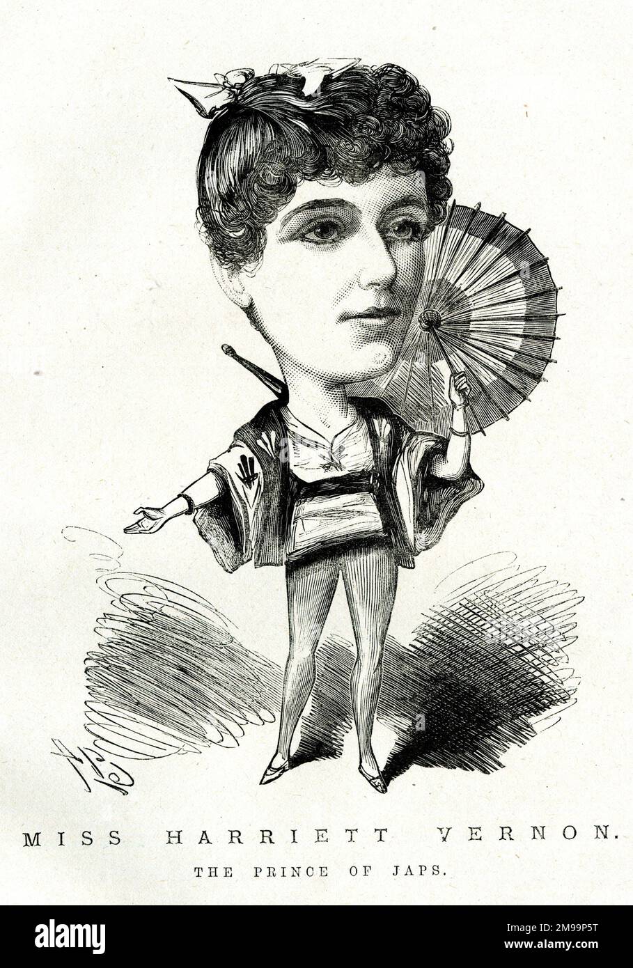 Cartoon, Miss Harriett Vernon (1858-1923), English actress and singer ...
