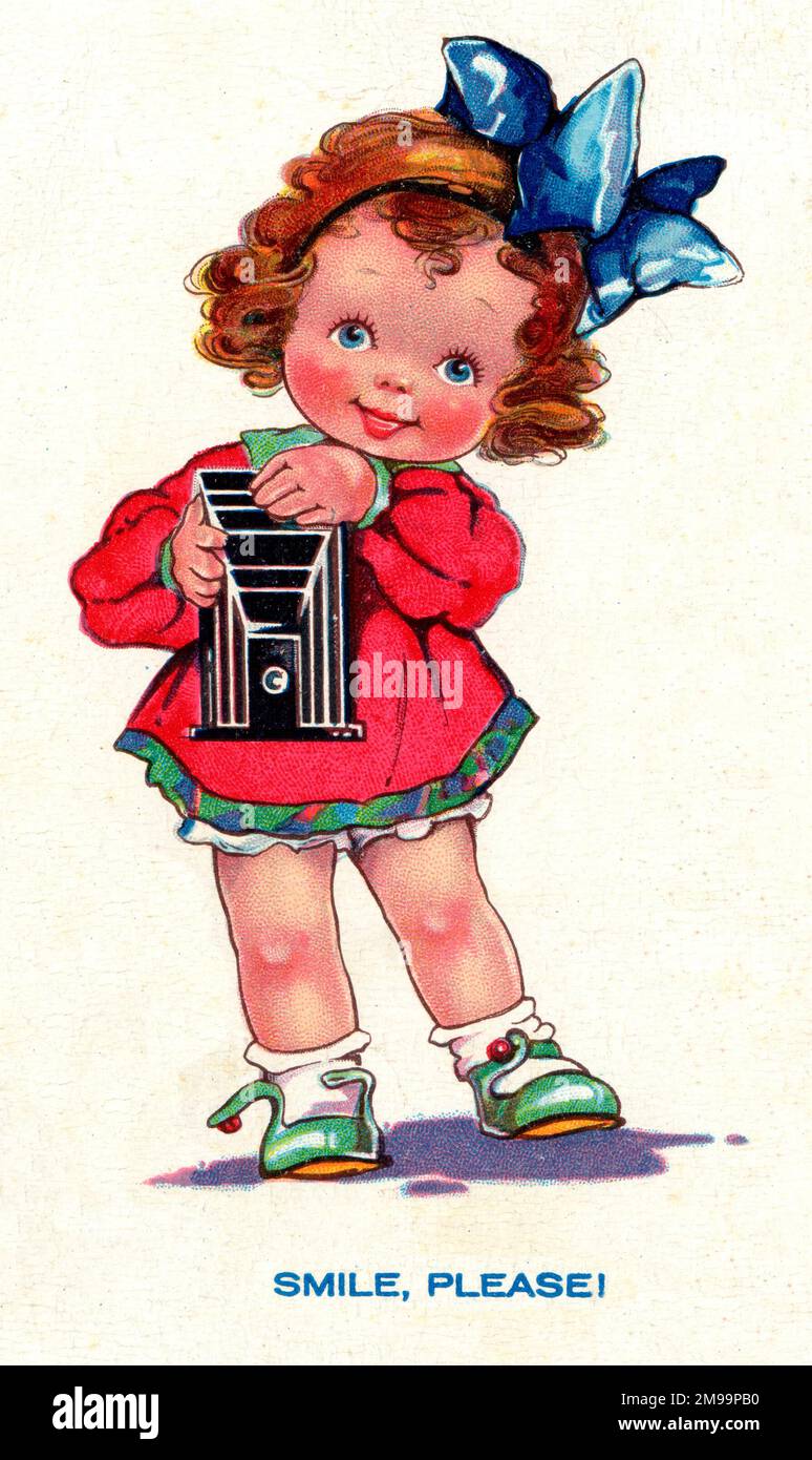 Little girl with folding camera - Smile, Please! Stock Photo - Alamy