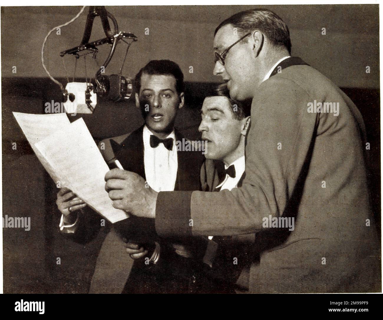 Three male singers with BBC Dance Band at Broadcasting House, London ...