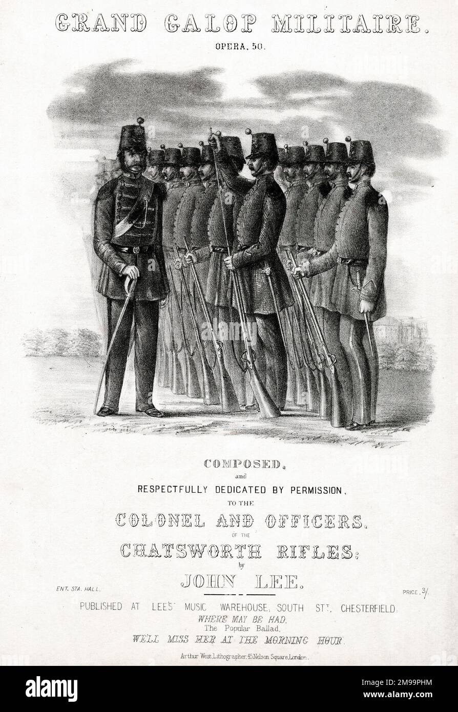 Music cover, Grand Galop Militaire, composed by John Lee, dedicated to ...